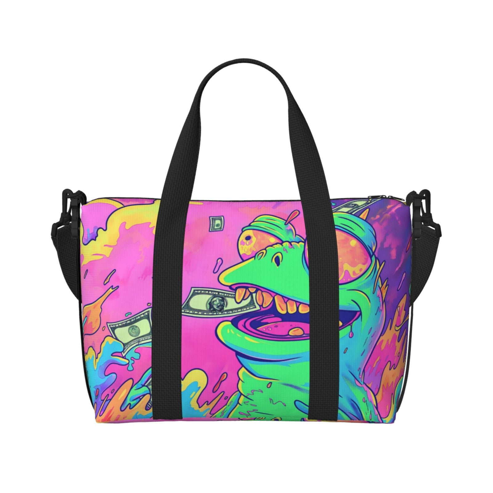 Travel Duffle Bag - Psychedelic Cartoon Frog Weekender Bags for Women ...