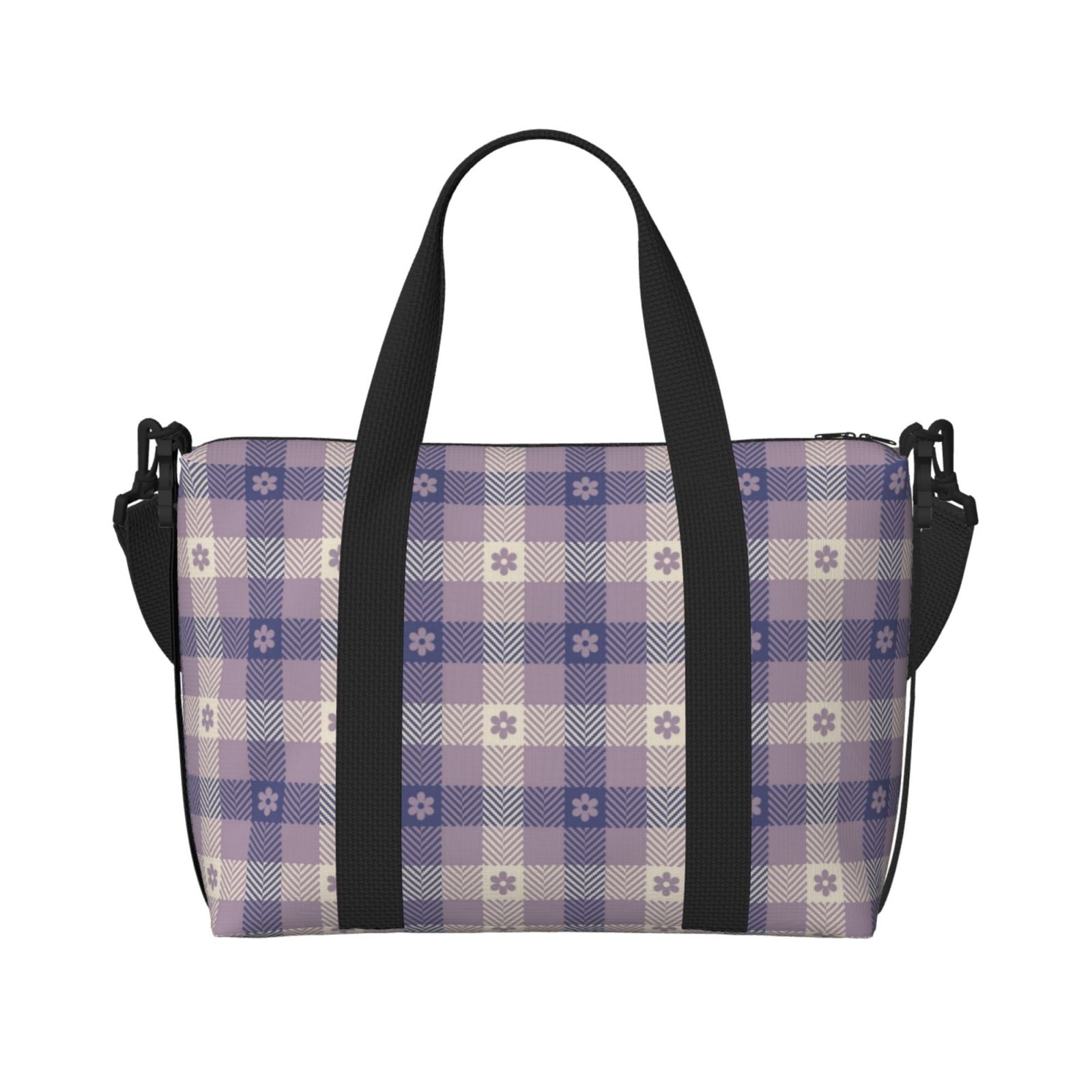 Travel Duffle Bag Purple Gingham Check Plaid Travel Tote Bags Carry on ...
