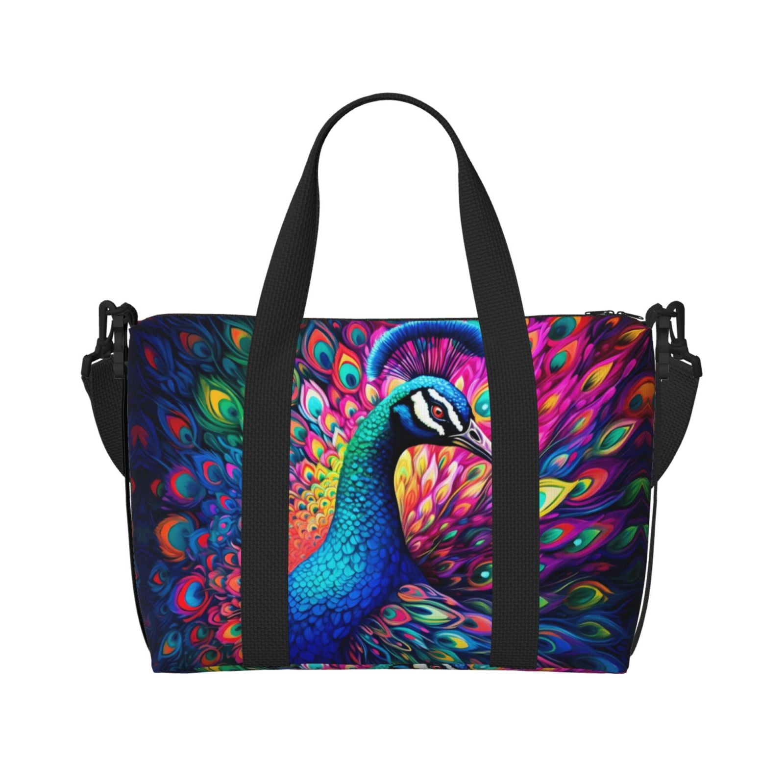 Travel Duffle Bag - Rainbow Colorful Peacock Weekender Bags for Women ...