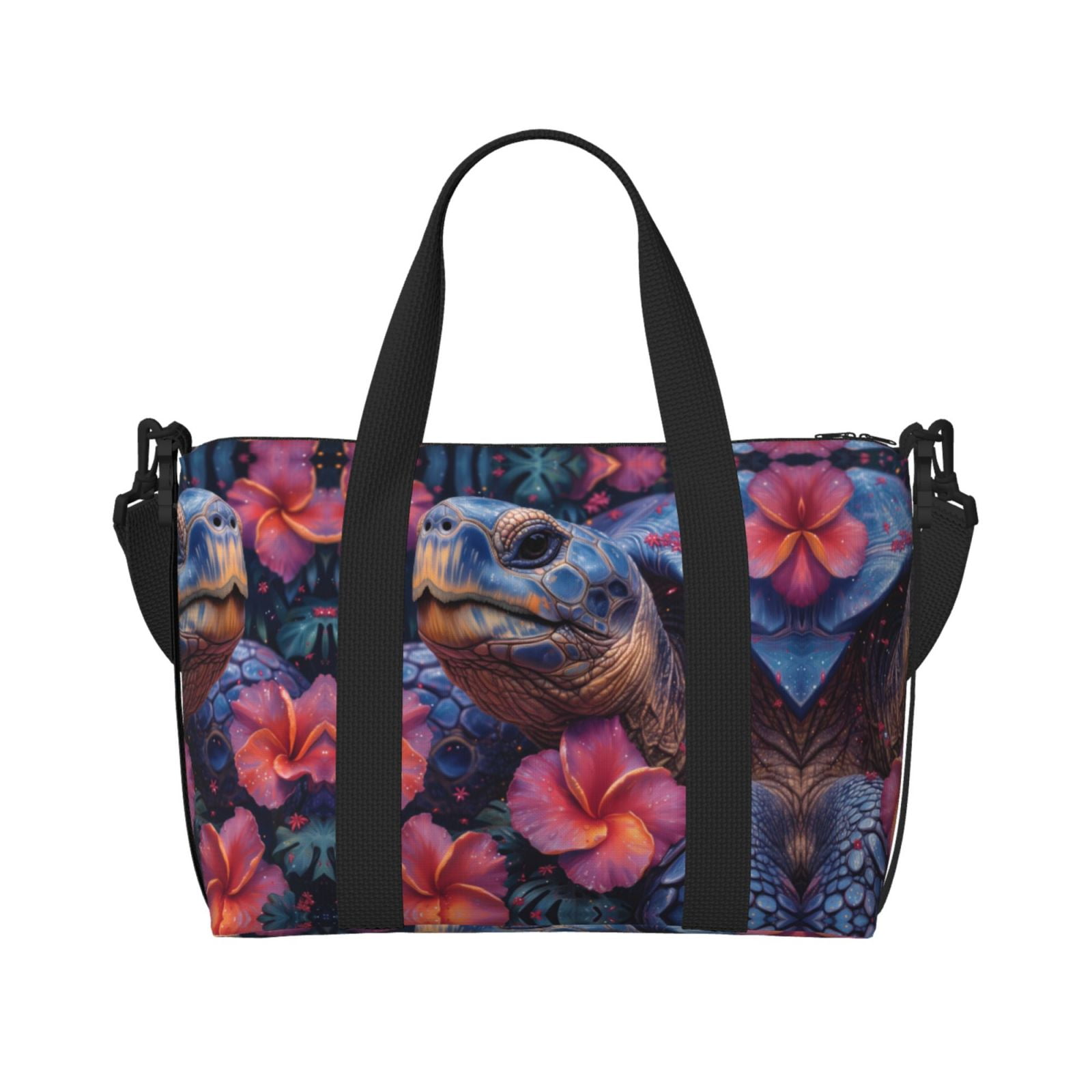 Travel Duffle Bag Realistic Flower Turtle Travel Tote Bags Carry on ...