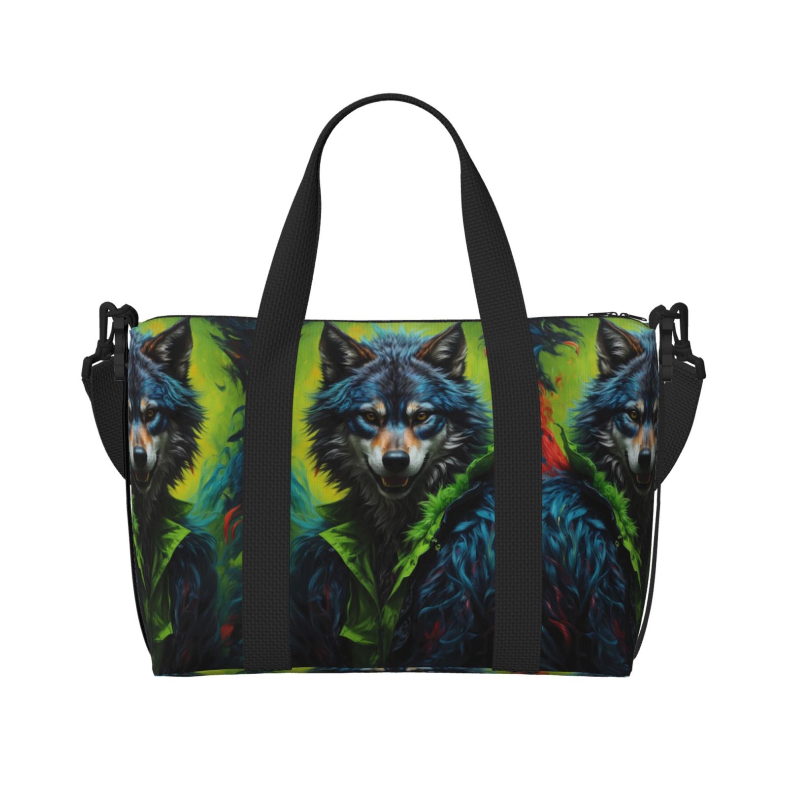 Travel Duffle Bag - Realistic Style Wolf Warrior Weekender Bags for ...