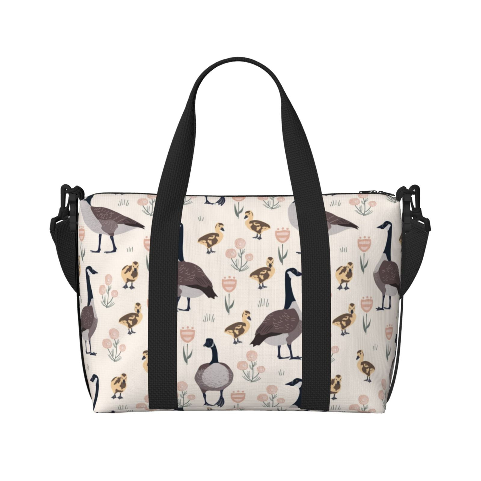 Travel Duffle Bag Rustic Cartoon Cute Duck Flower Travel Tote Bags ...