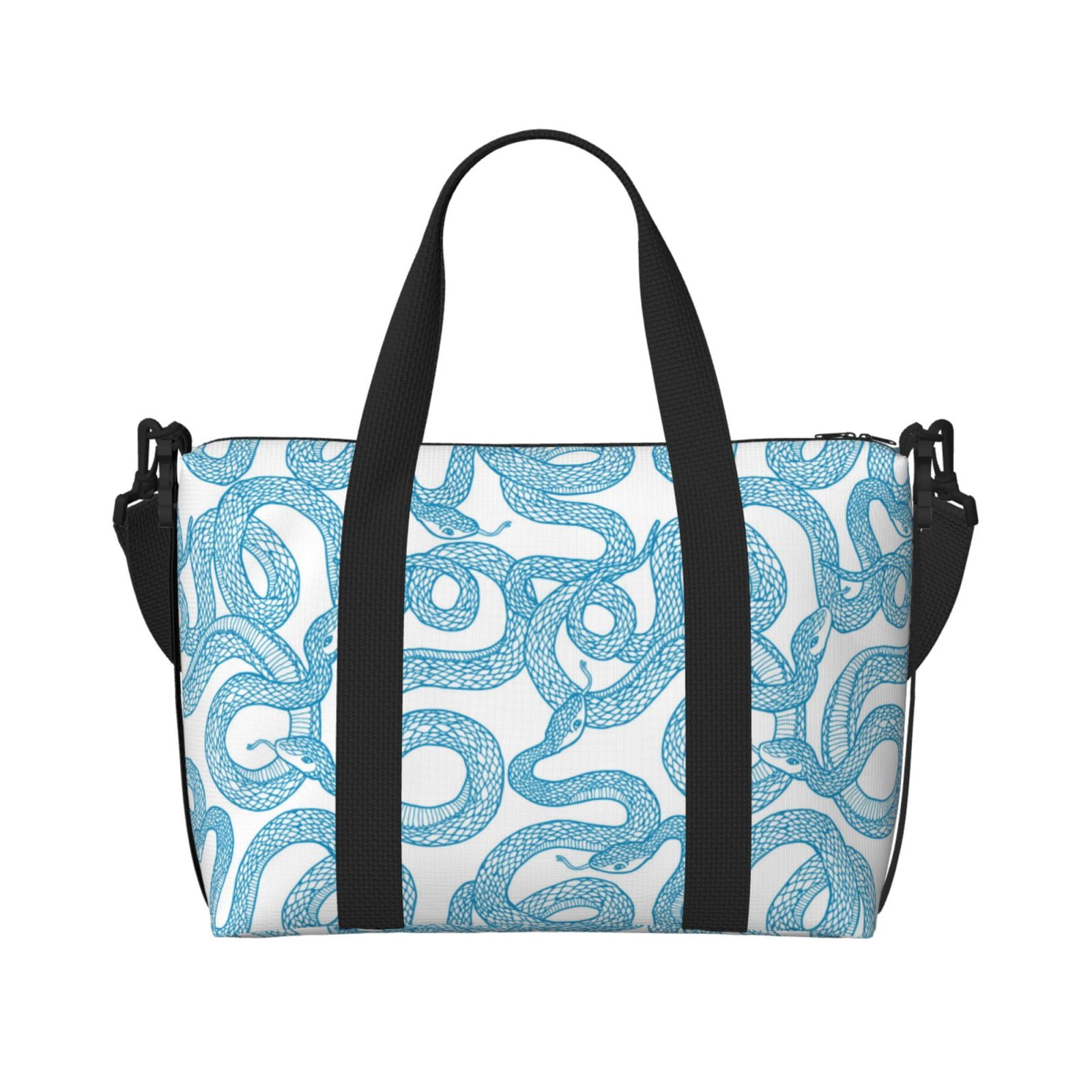 Travel Duffle Bag - Simple Blue Lines Cute Snake Weekender Bags for ...