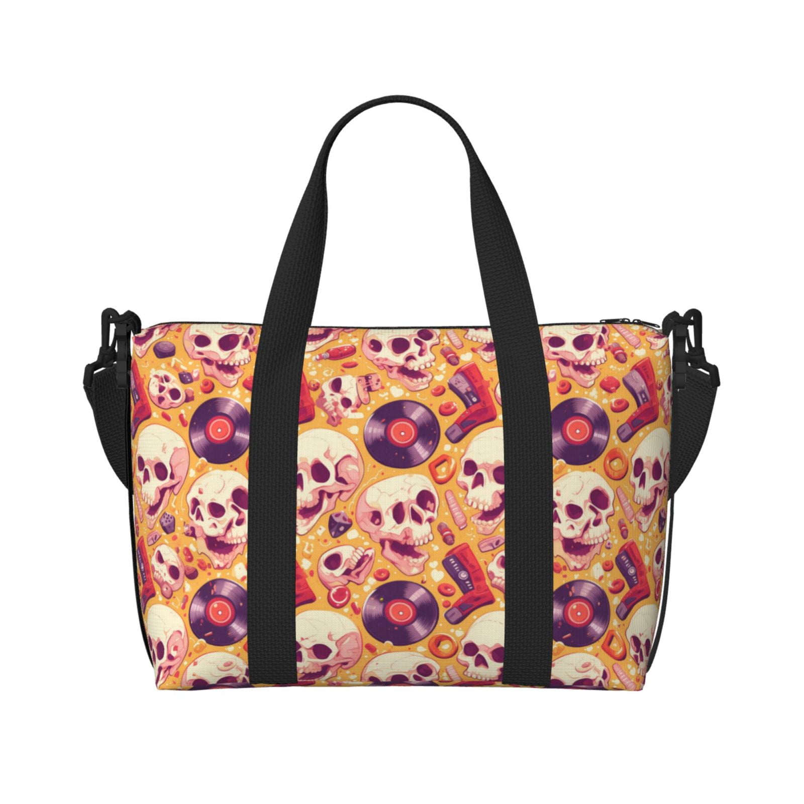 Travel Duffle Bag Skull rock record Travel Tote Bags Carry on Luggage ...