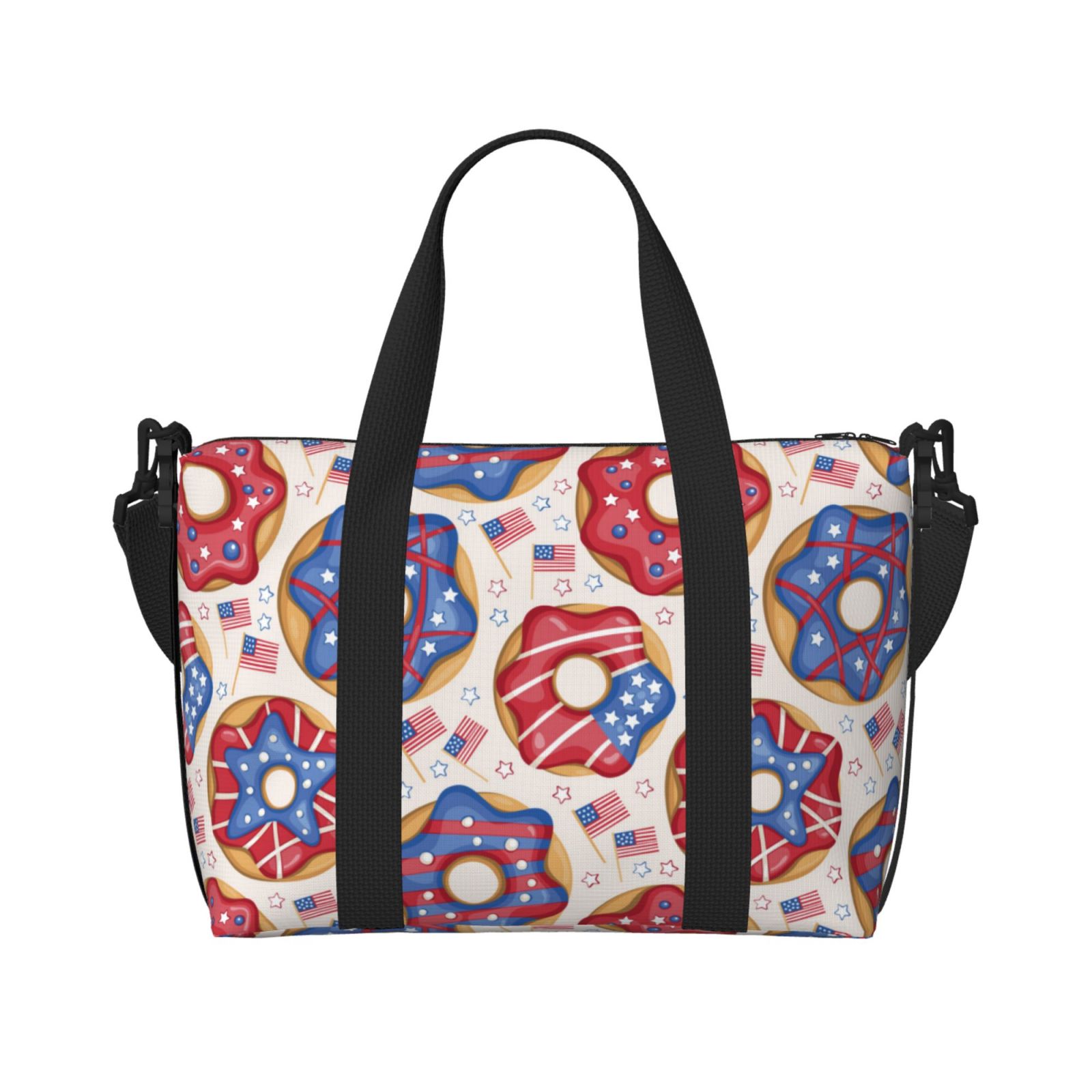 Travel Duffle Bag - Stars and Stripes Donut Print Weekender Bags for ...