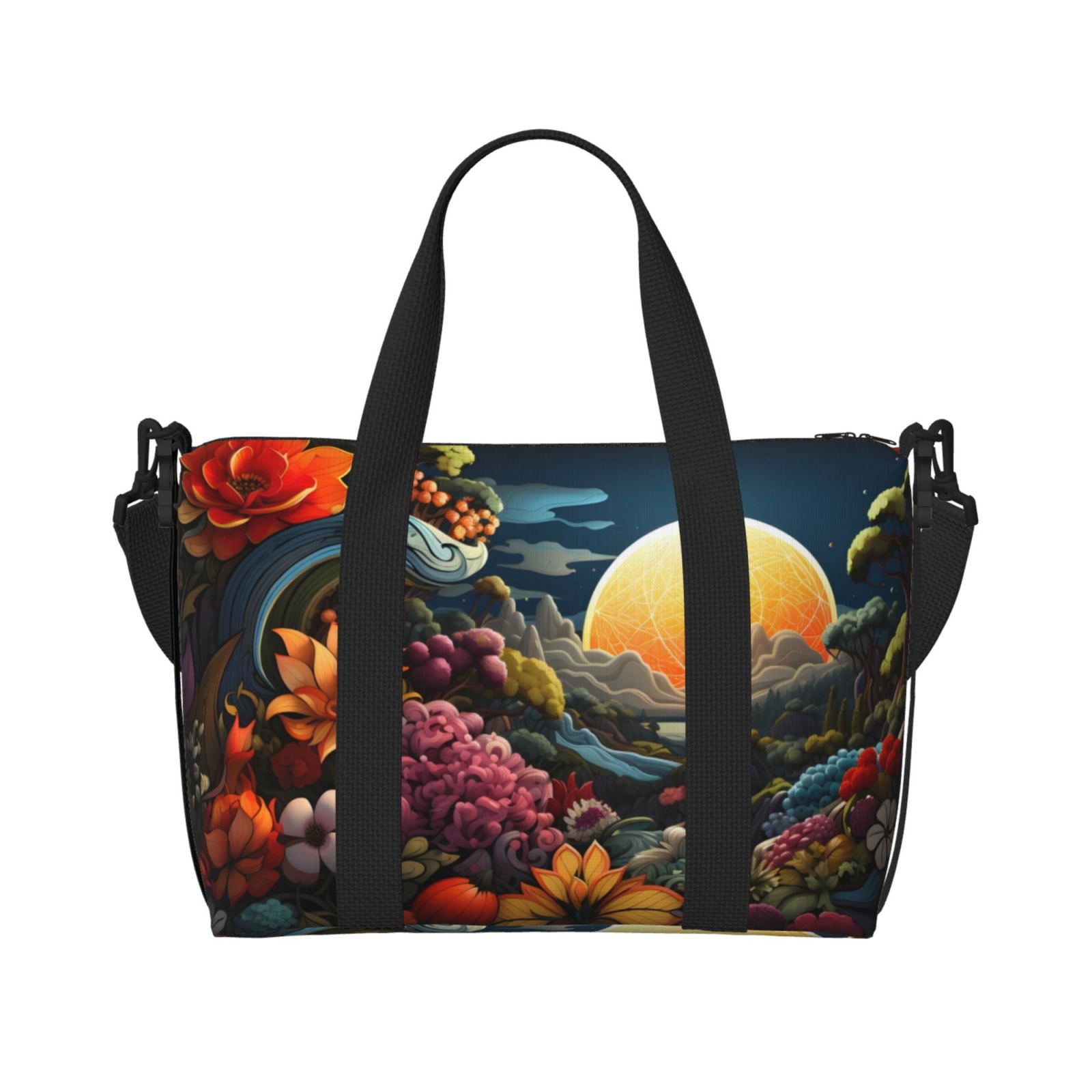 Travel Duffle Bag Sunset Floral Fantasy Landscape Travel Tote Bags ...