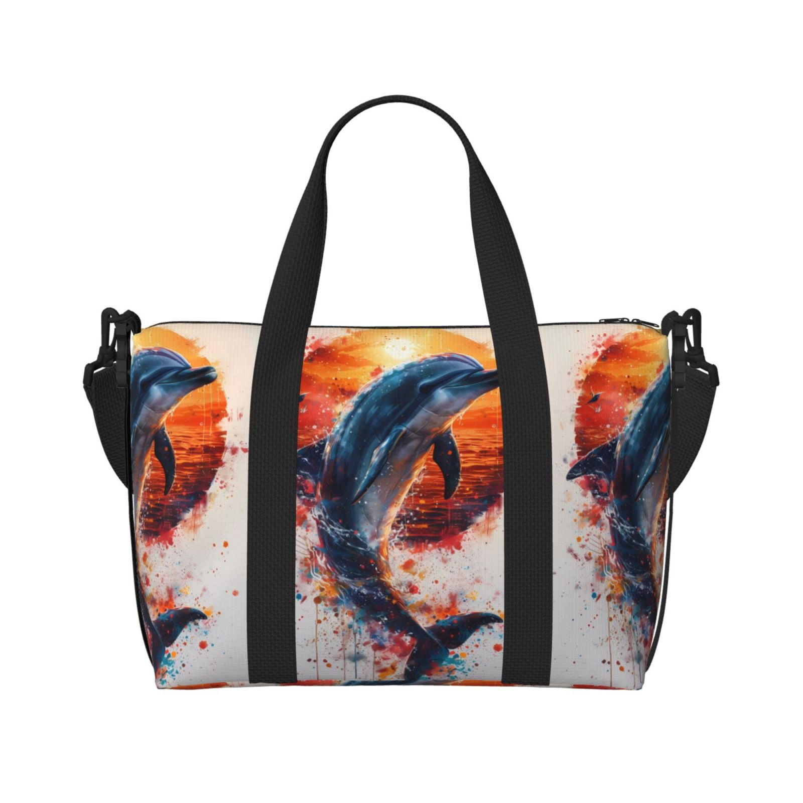Travel Duffle Bag Sunset Ocean Watercolor Dolphin Travel Tote Bags ...
