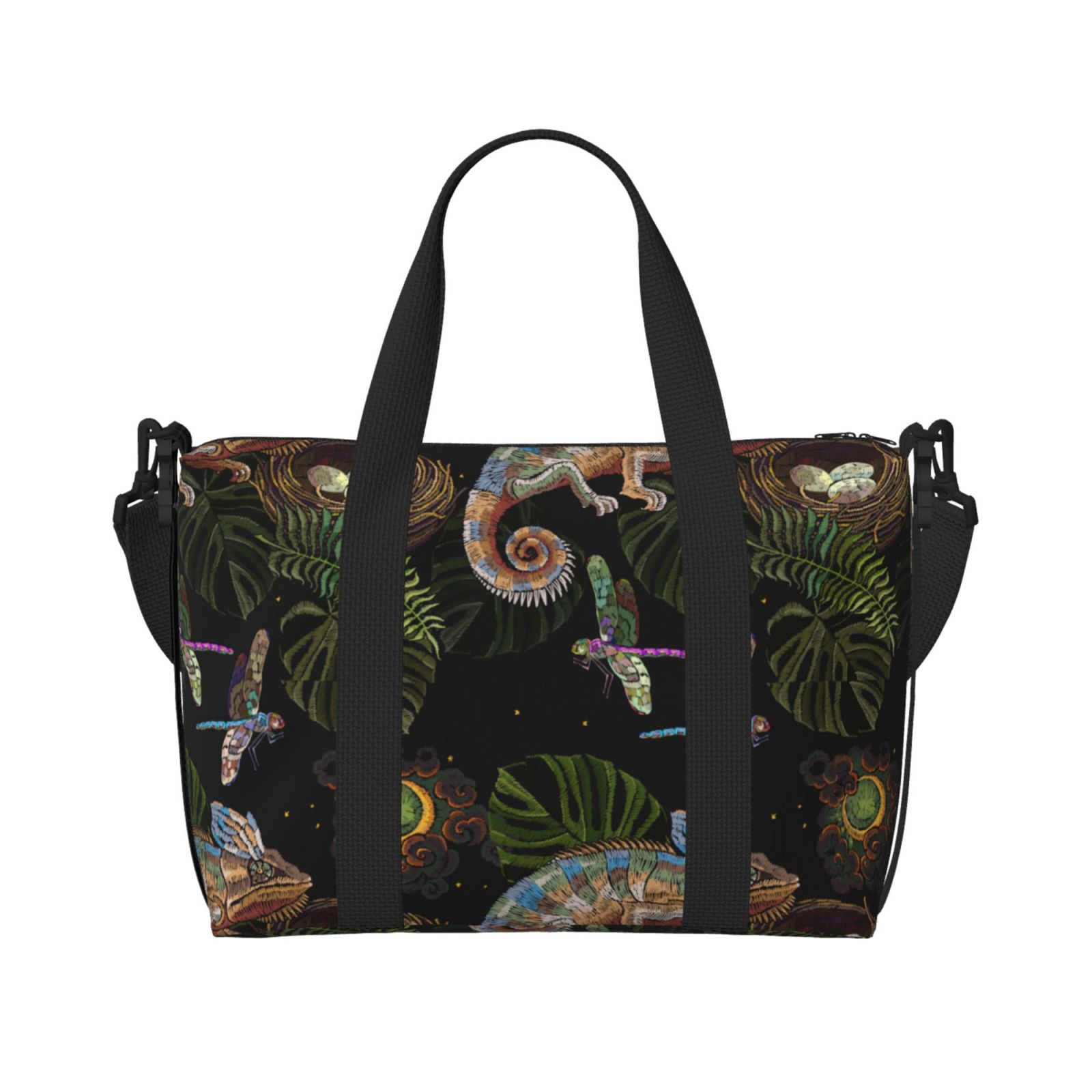 Travel Duffle Bag Surreal Cute Chameleon Dragonfly Travel Tote Bags ...