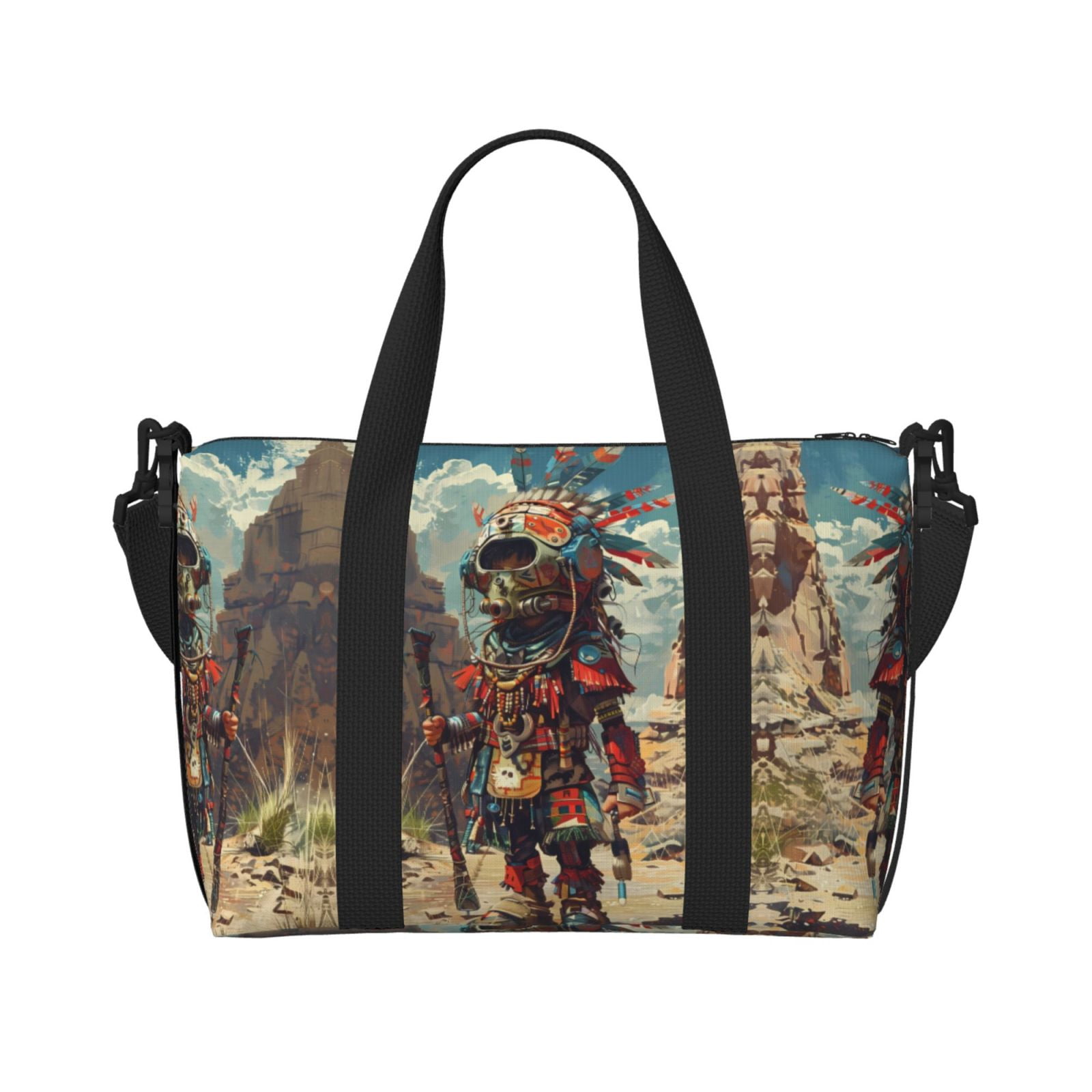 Travel Duffle Bag Tribal Futuristic Warrior Travel Tote Bags Carry on ...