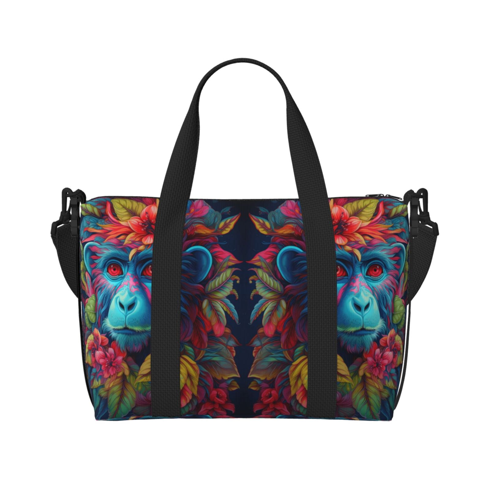 Travel Duffle Bag Tribal Style Flower Blue Monkey Travel Tote Bags ...