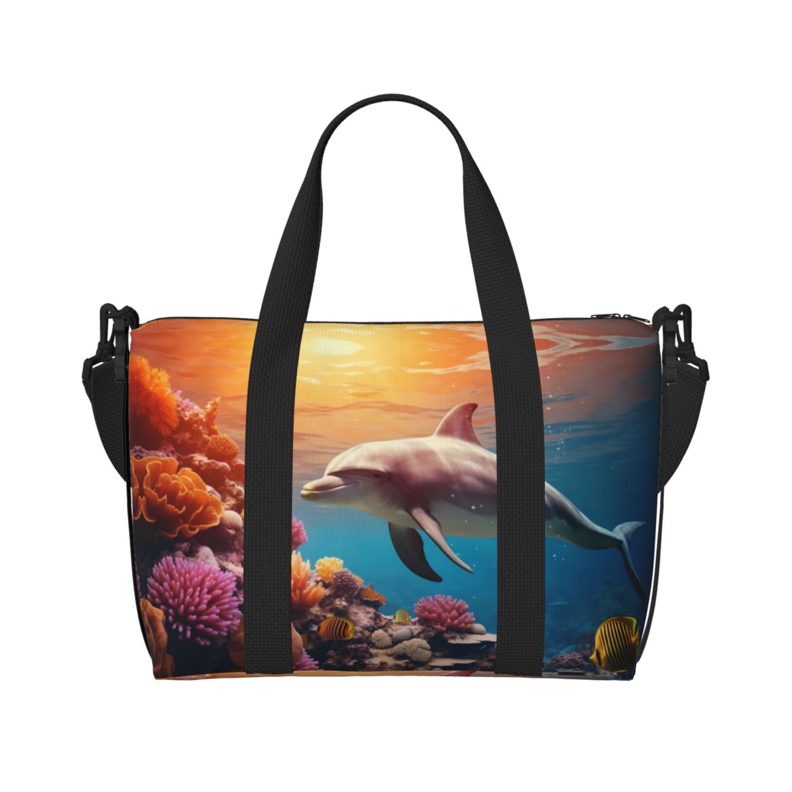 Travel Duffle Bag Underwater Plant Dolphin Travel Tote Bags Carry on ...