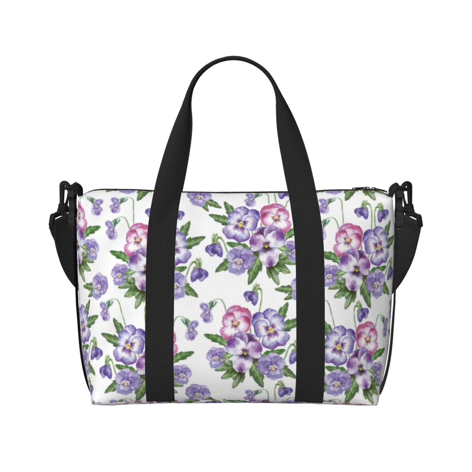 Travel Duffle Bag Violets Flowers Purple Pink Travel Tote Bags Carry on ...