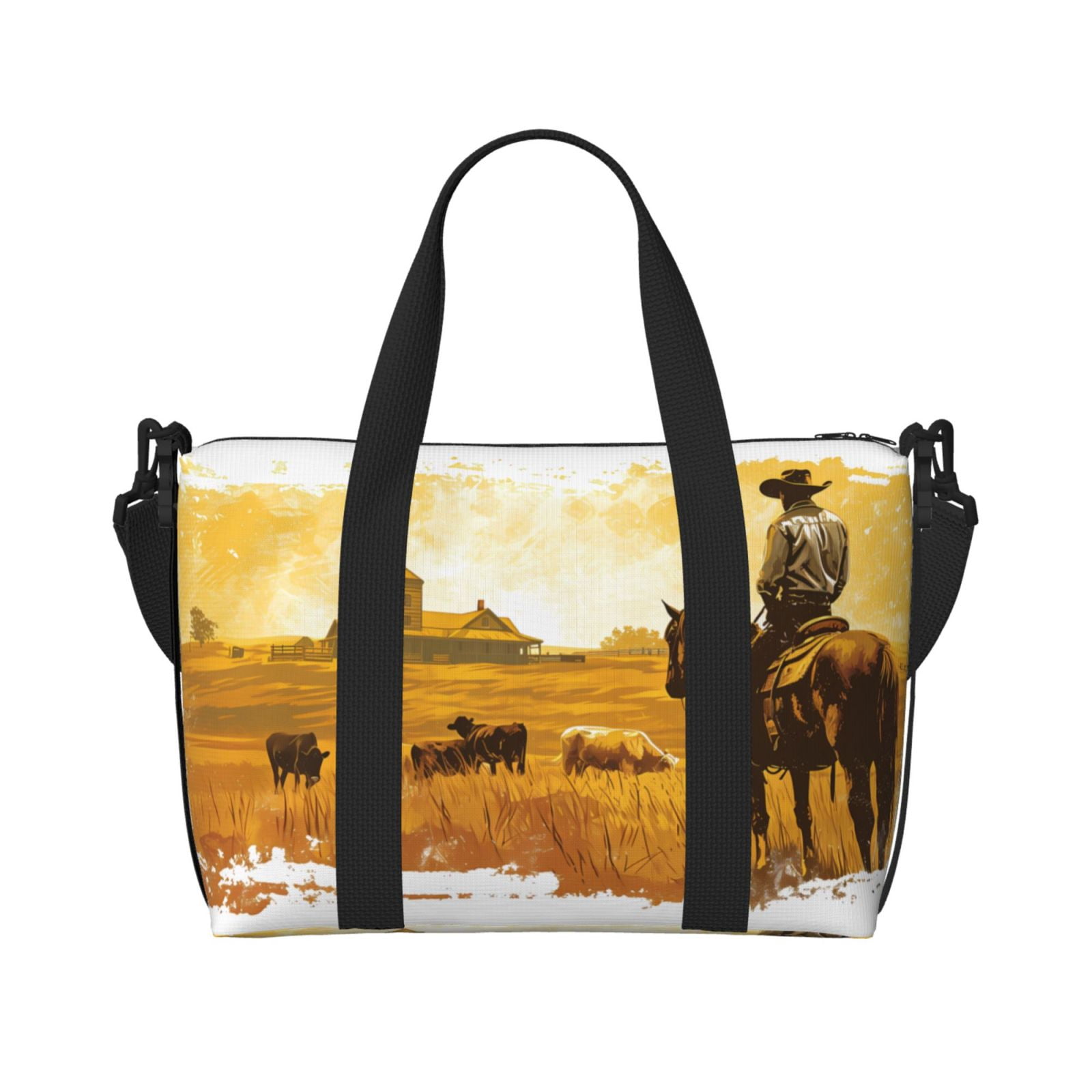 Travel Duffle Bag Western Cowboy Ranch Travel Tote Bags Carry on Luggage Waterproof Weekender ...