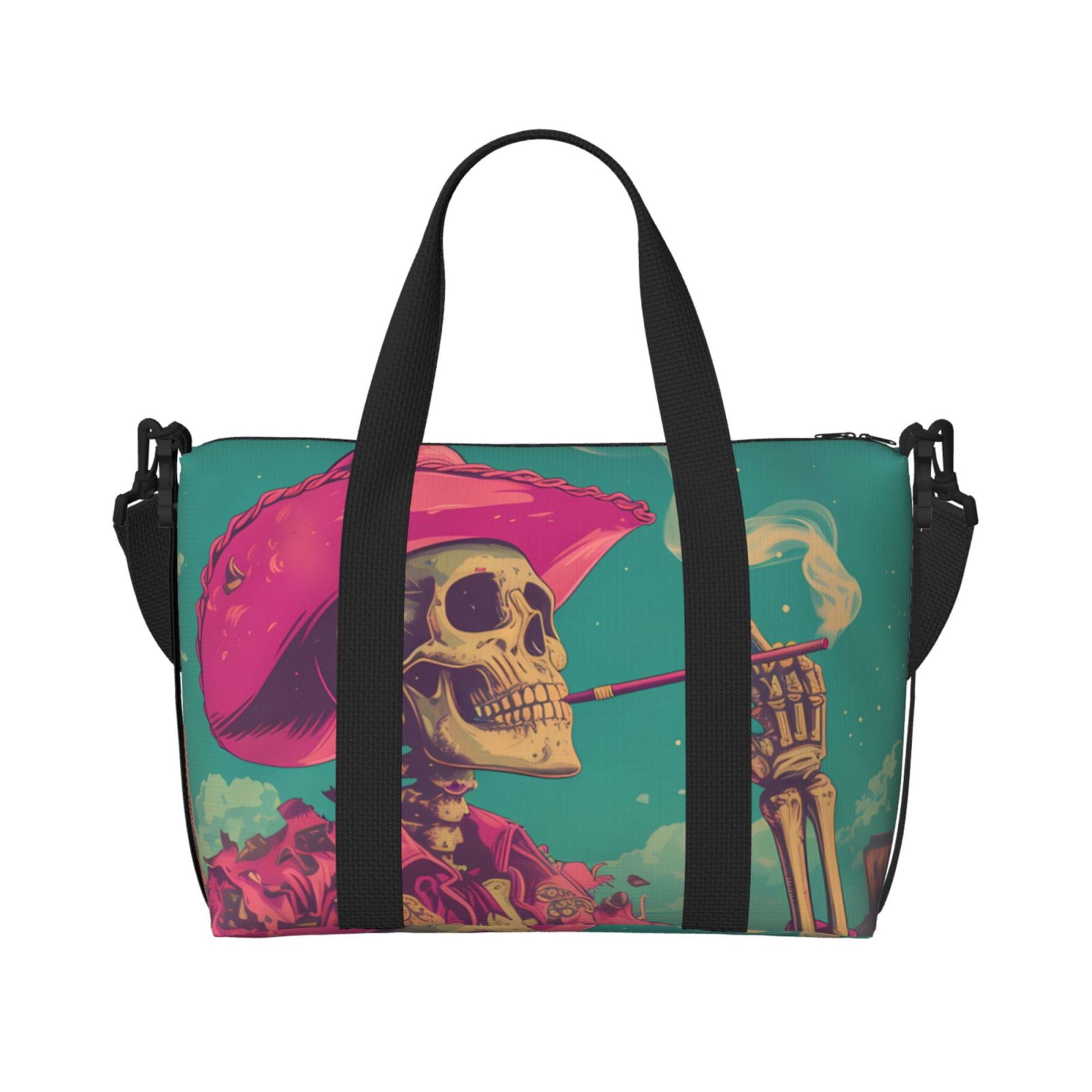 Travel Duffle Bag - Western Desert Pink Skull Cowboy Weekender Bags for ...