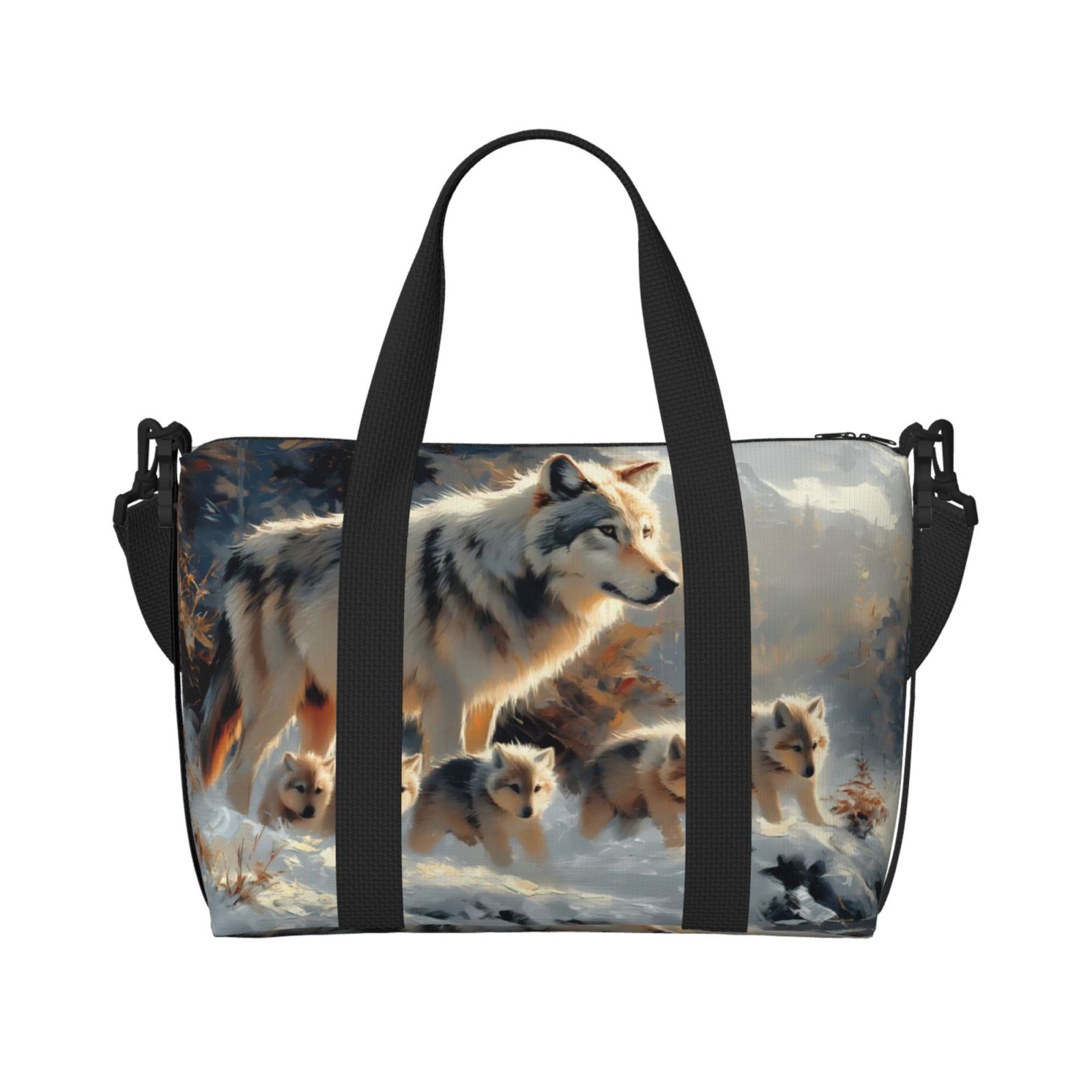 Travel Duffle Bag - Wolf Family Winter Wonderland Weekender Bags for ...