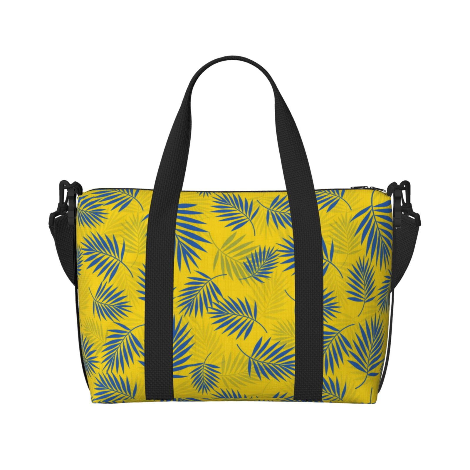 Travel Duffle Bag - Yellow Palm leaf Weekender Bags for Women/Men with ...