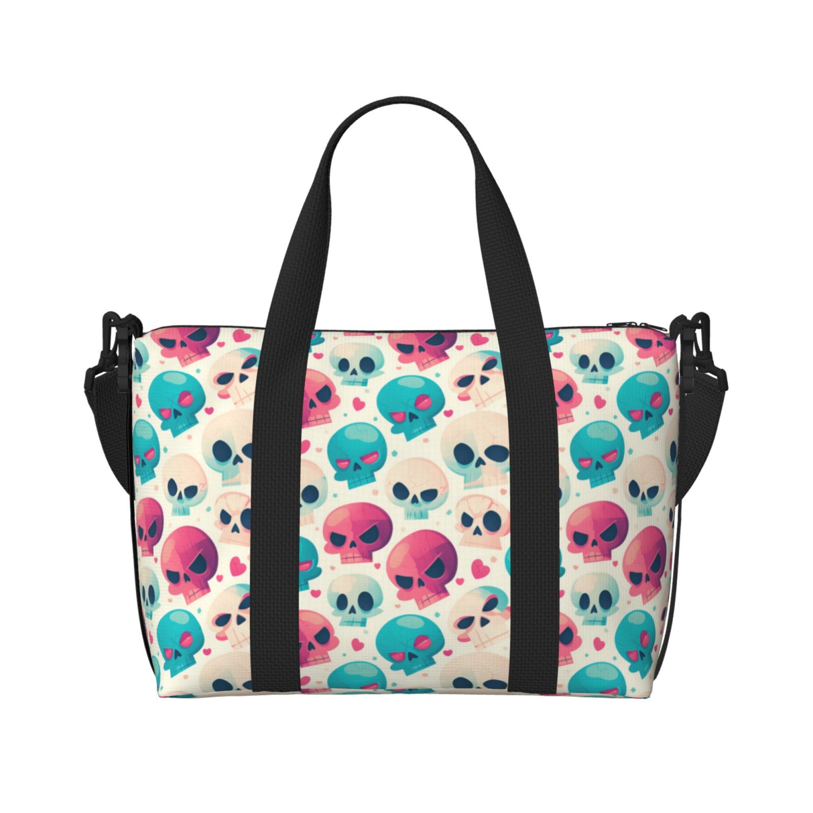 Travel Duffle Bag - heart Skull cute Weekender Bags for Women/Men with ...