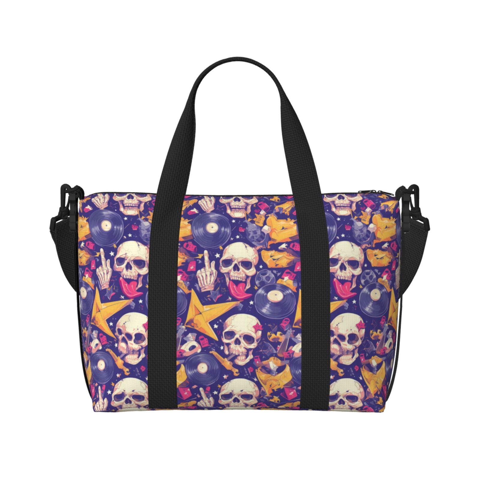 Travel Duffle Bag rock Skull record Travel Tote Bags Carry on Luggage ...