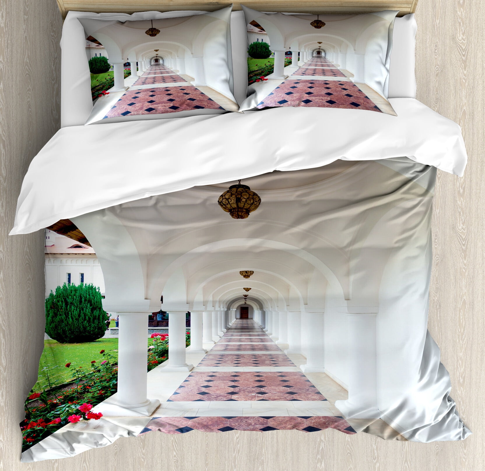Travel Duvet Cover Set, Dome Arched Colonnade Hallway at Sambata De Sus ...