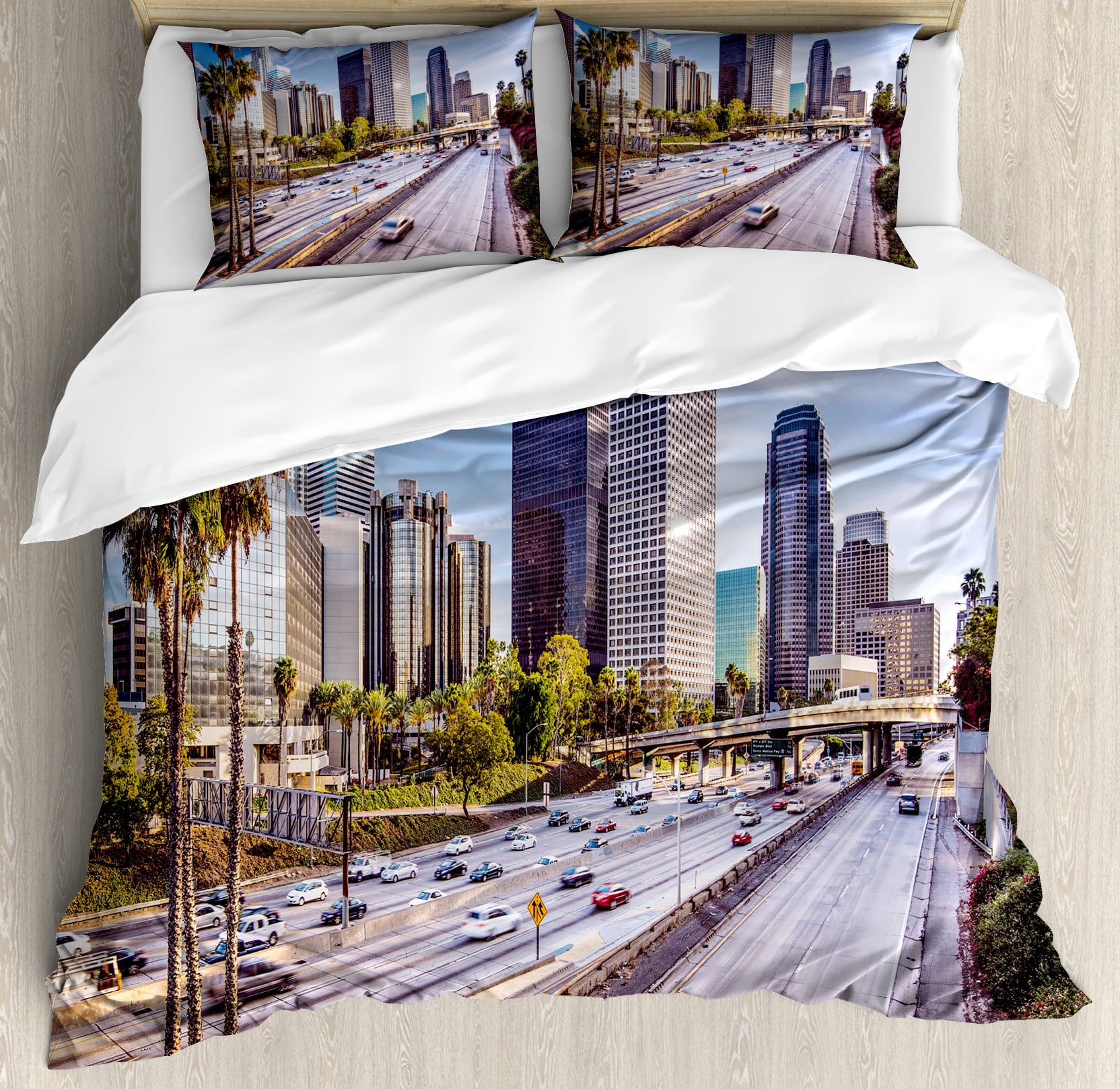 Travel Duvet Cover Sets, Downtown Cityscape of Los Angeles California ...