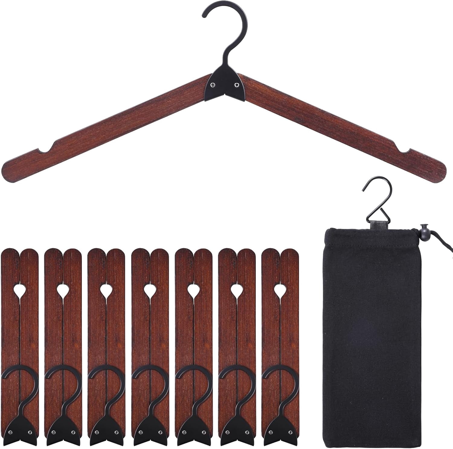 Travel Essential Foldable Hangers, Wooden Travel Hangers Pack of 8 ...
