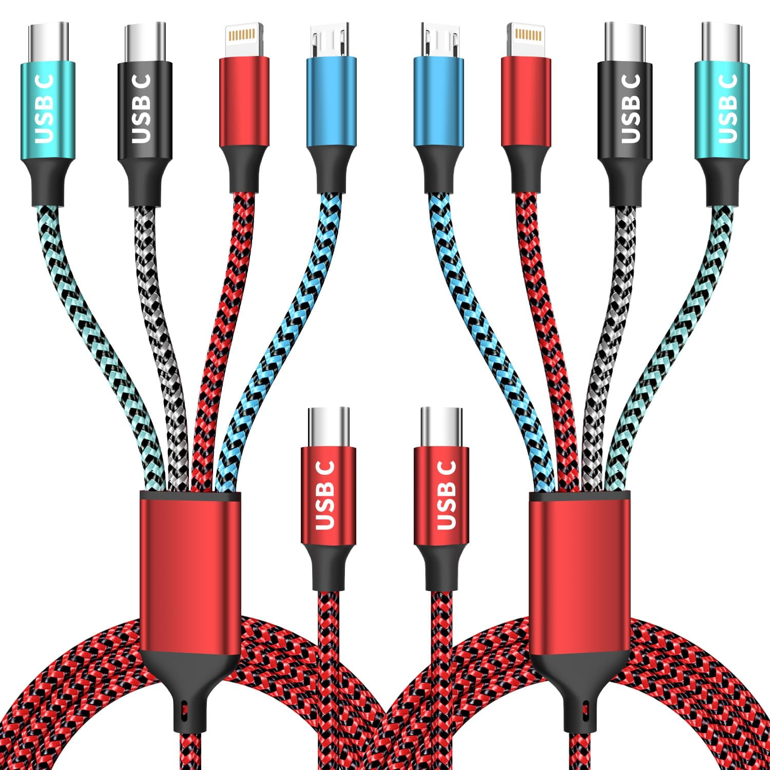 Travel Essentials, Dual Type-C 4 in 1 Charging Cable, USB C Multi ...