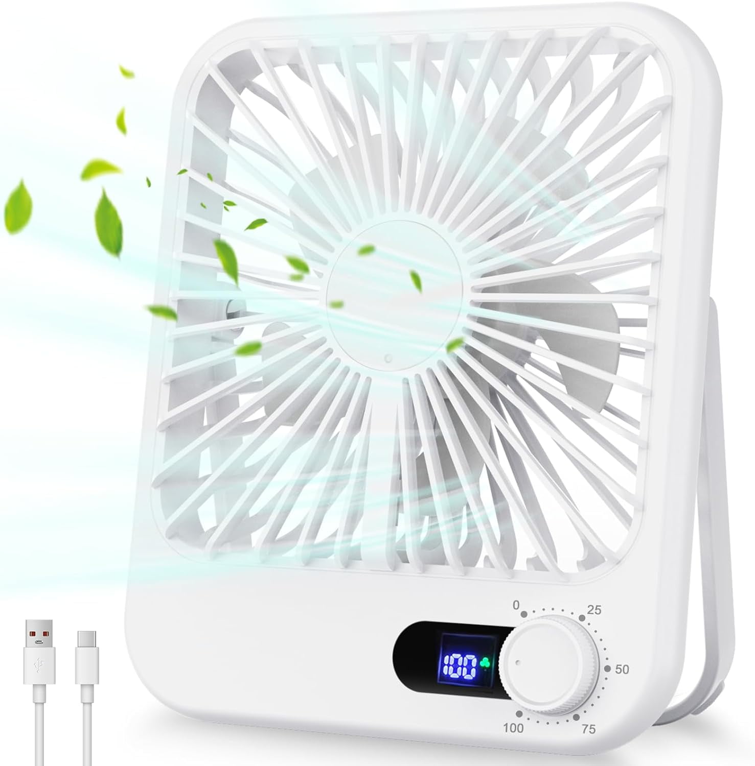 Travel Fan for Sleeping, 6.8" Small Portable Fan Rechargeable Battery ...