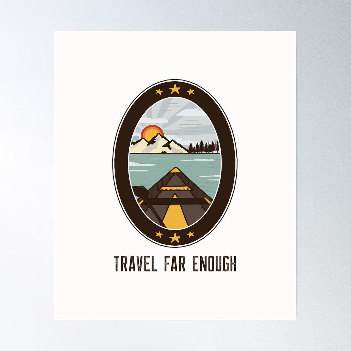 Travel Far Enough - Canoeing Poster Wall Art, Modern Wall Decor For ...