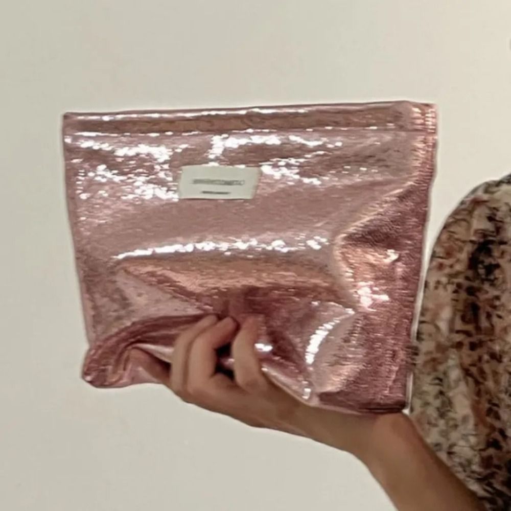 Travel Fashion Women Champagne Solid Color Makeup Bag Cosmetic Bag ...