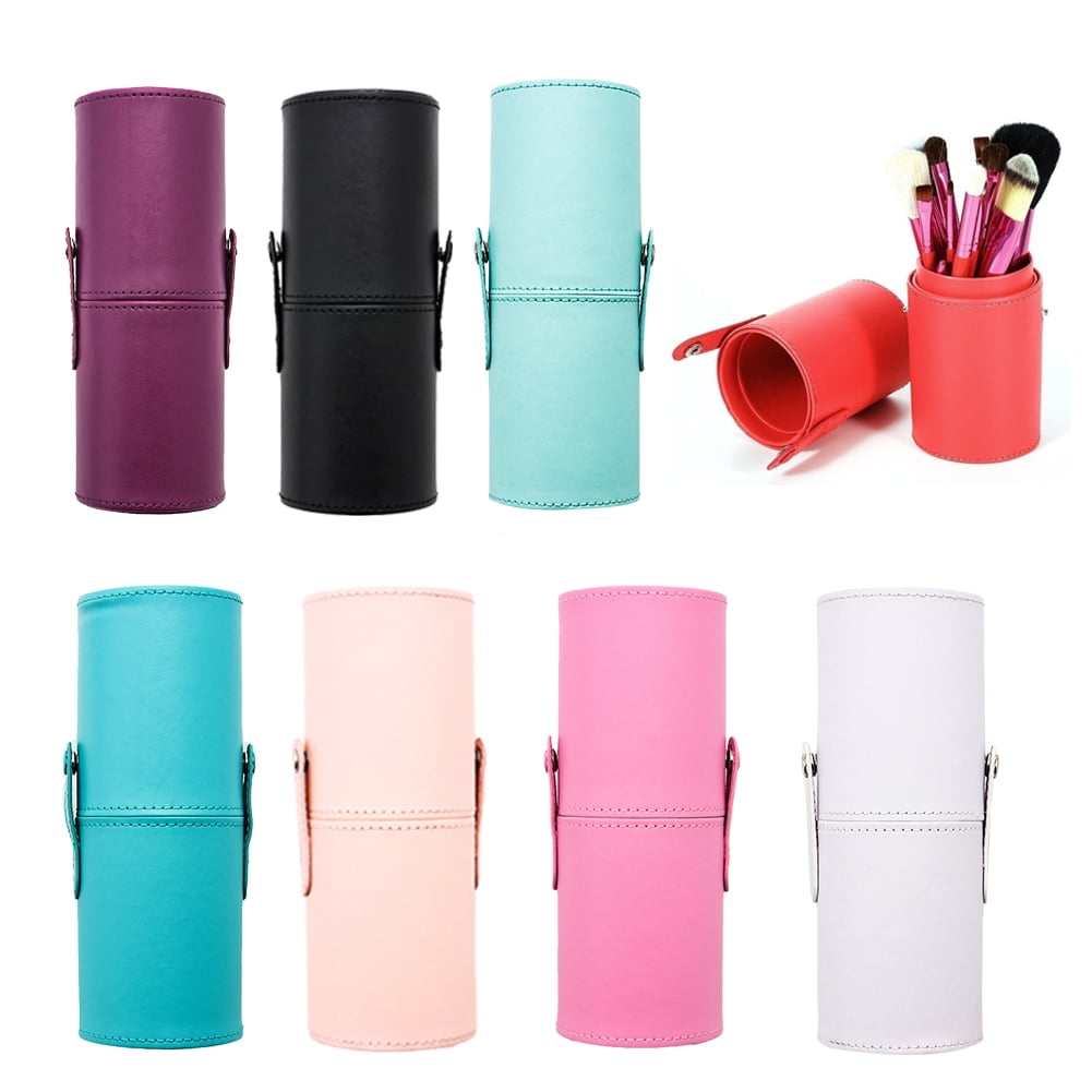 Travel Faux Leather Makeup Brush Pen Storage Empty Holder Cosmetic Cup ...