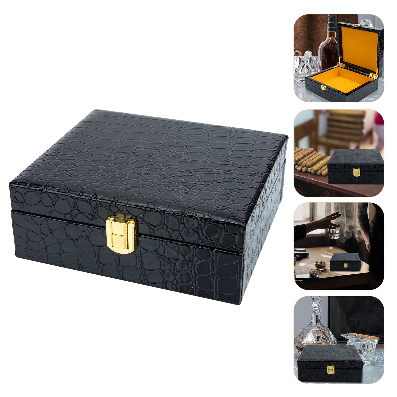 Travel Flip-Type Humidor Wooden Cigar Container Decorative Cigar Holder ...
