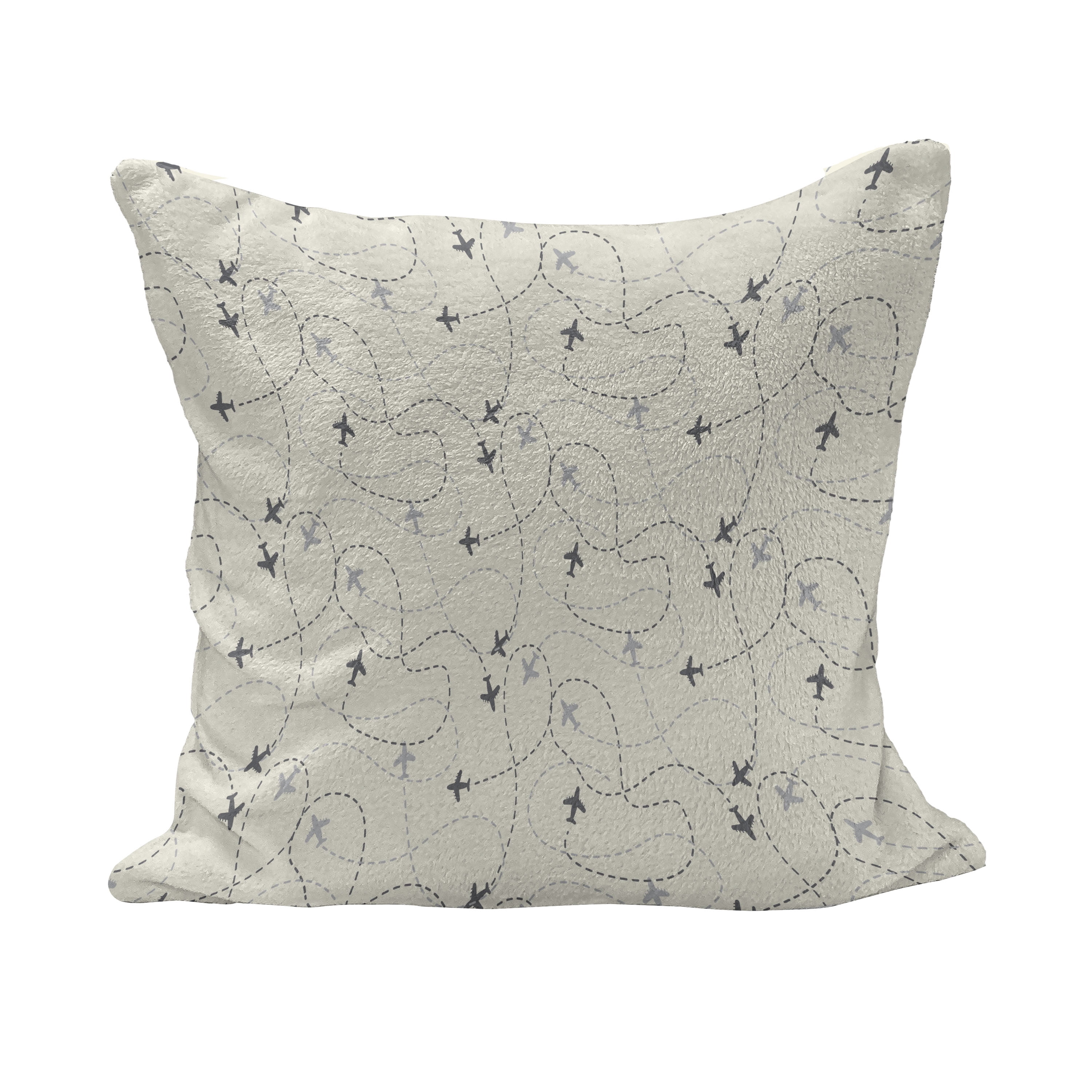 Travel Fluffy Throw Pillow Cushion Cover, Airline Route Map Destination ...