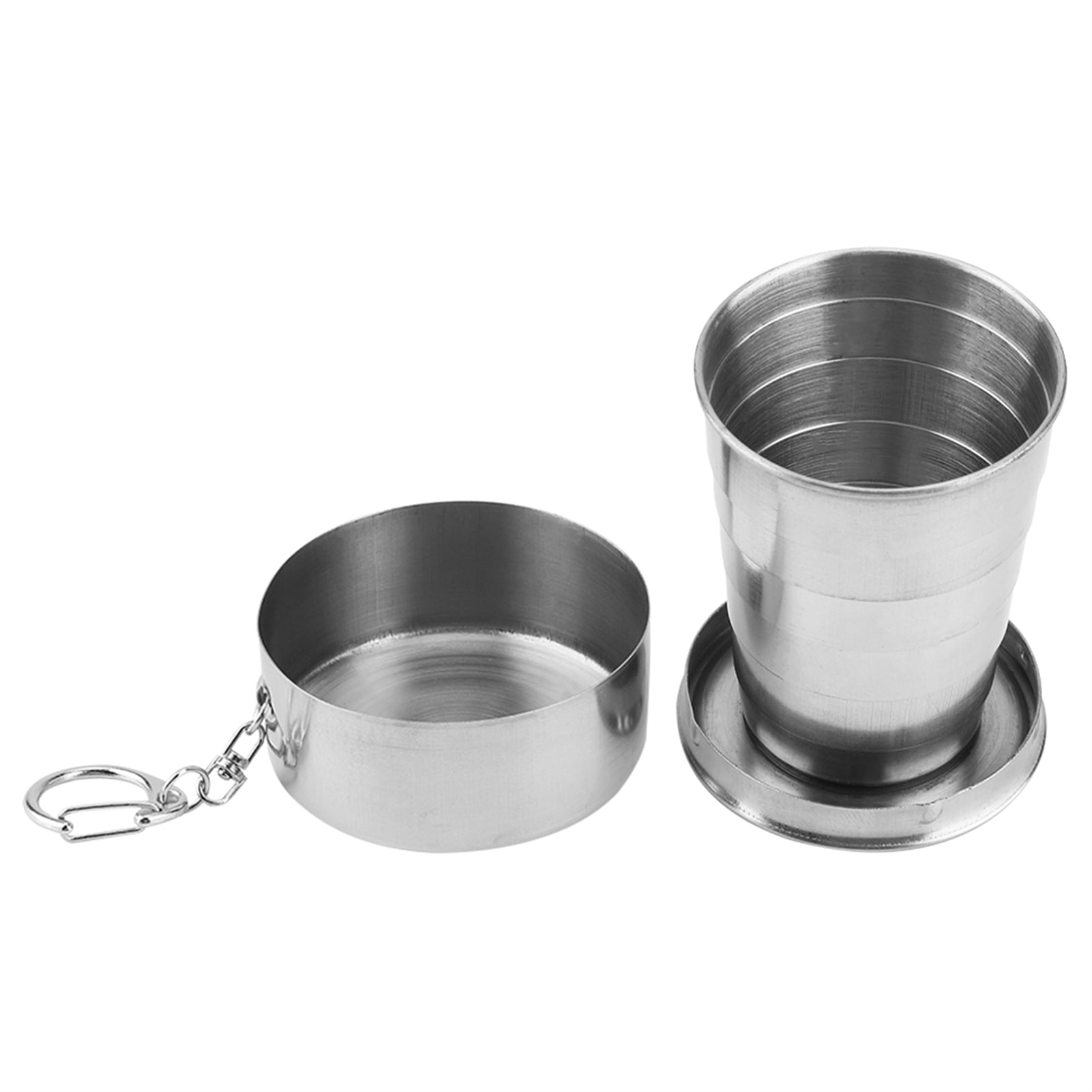 Travel Folding Cup, Silver Portable Outdoor Tumbler Stainless Steel ...
