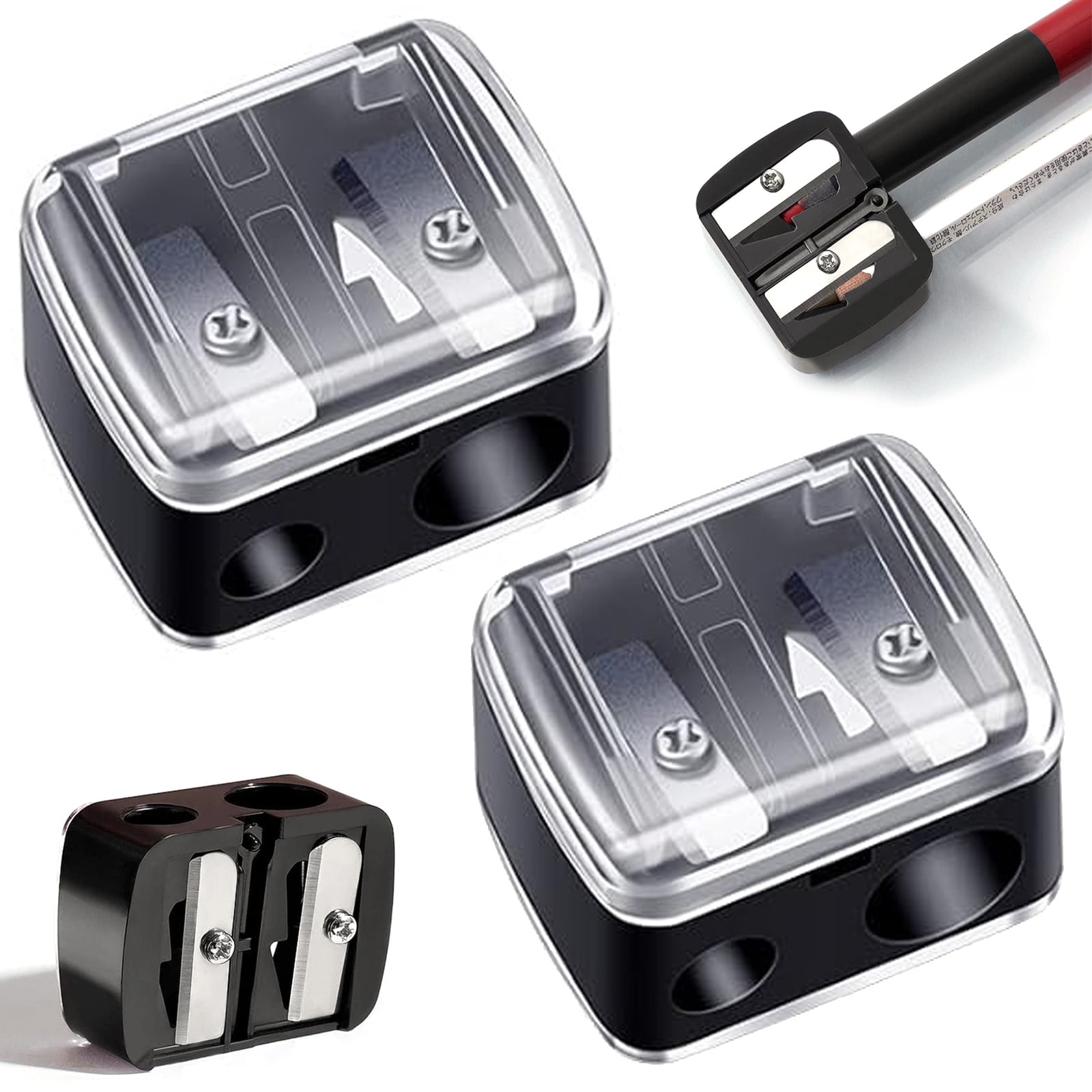 Travel-Friendly Dual-Hole Makeup Pencil Sharpener, Removable Clear ...