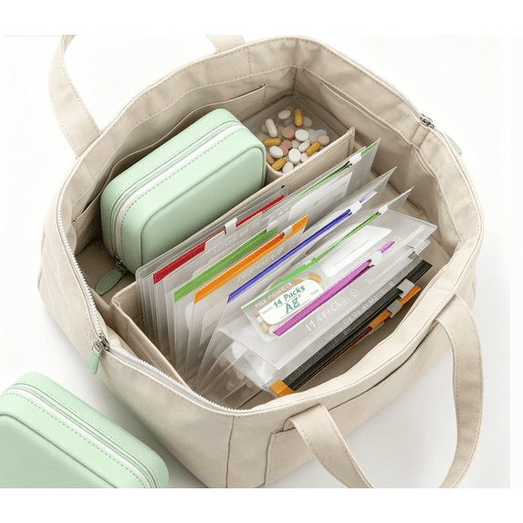 Travel-Friendly Pill Organizer Case, Color-Coded Zipper Pouches Water ...
