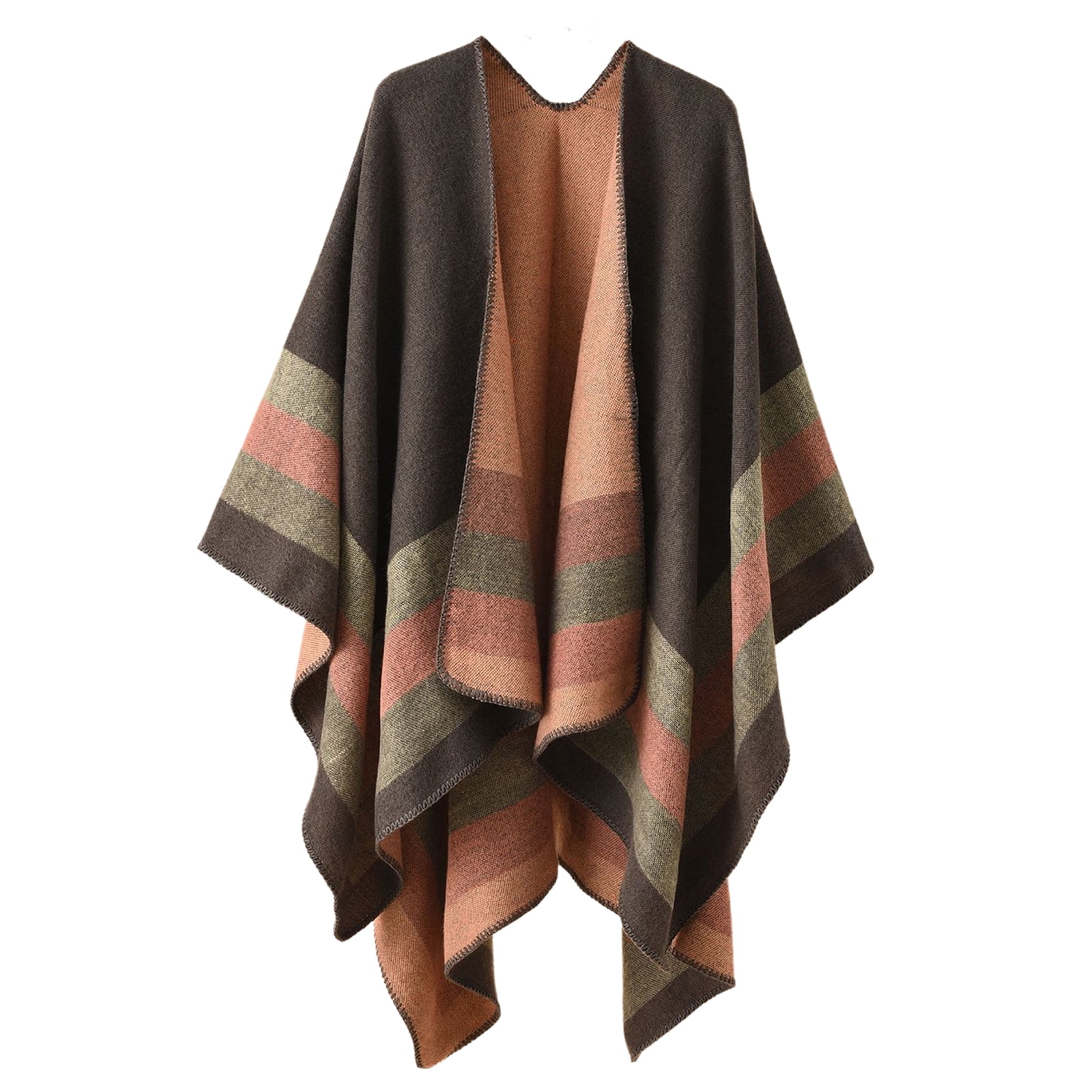 Travel Friendly Shawl Trendy Women Shawl Double Sided Color Blocked ...