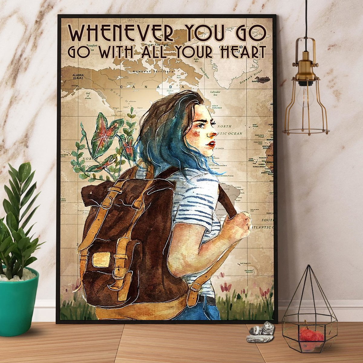 Travel Girl Whenever You Go To With All Your Heart Vintage Paper Poster ...