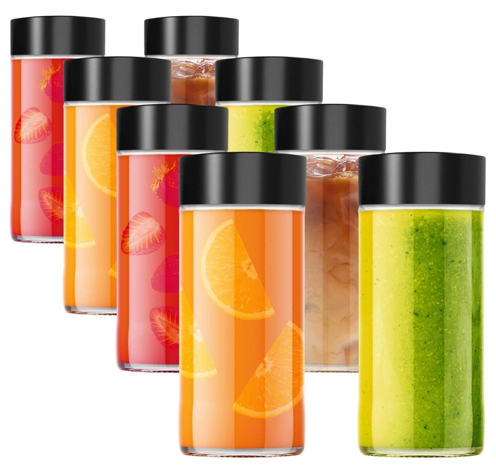 Travel Glass Juicing Bottle - Jar Cups - Leak-proof Reusable Glass ...