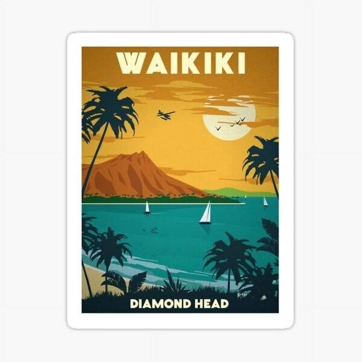 Travel Hawaii Aloha State Island Waikiki Surf Diamond Head Sticker ...