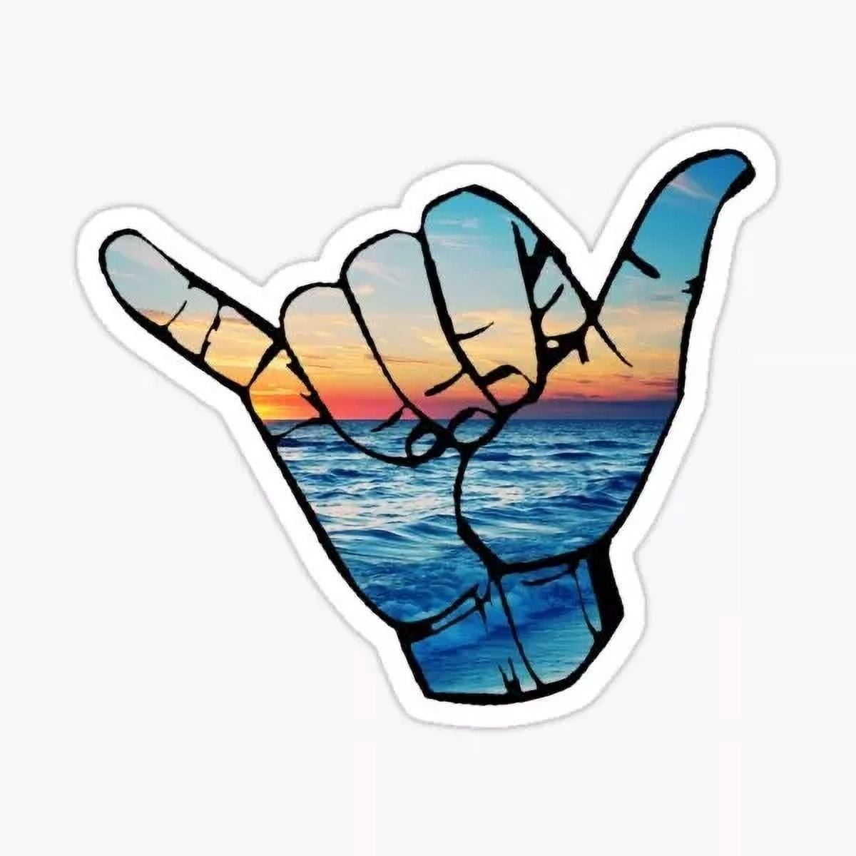 Travel Hawaii Aloha State Island Wave Destination Shaka Sign Sticker ...