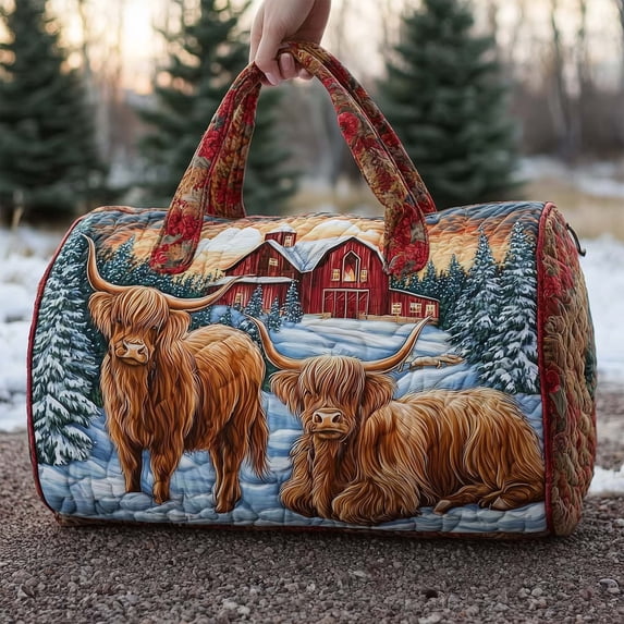 Travel Highland Cow Embroidered Duffle Bag,Weekender Bags,Lightweight ...