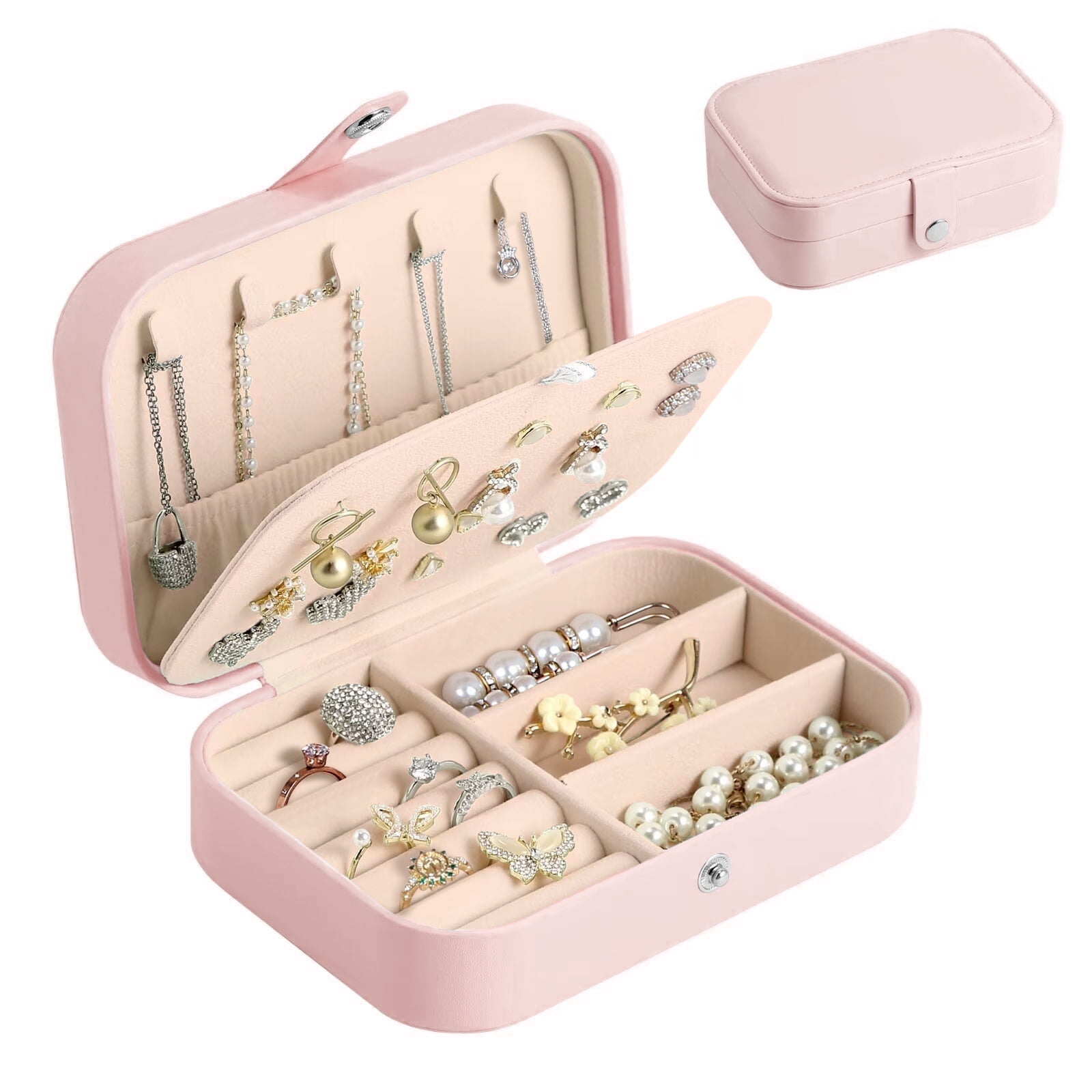 Travel Jewelry Box, Portable Jewelry Organizer for Women Girls, Double ...