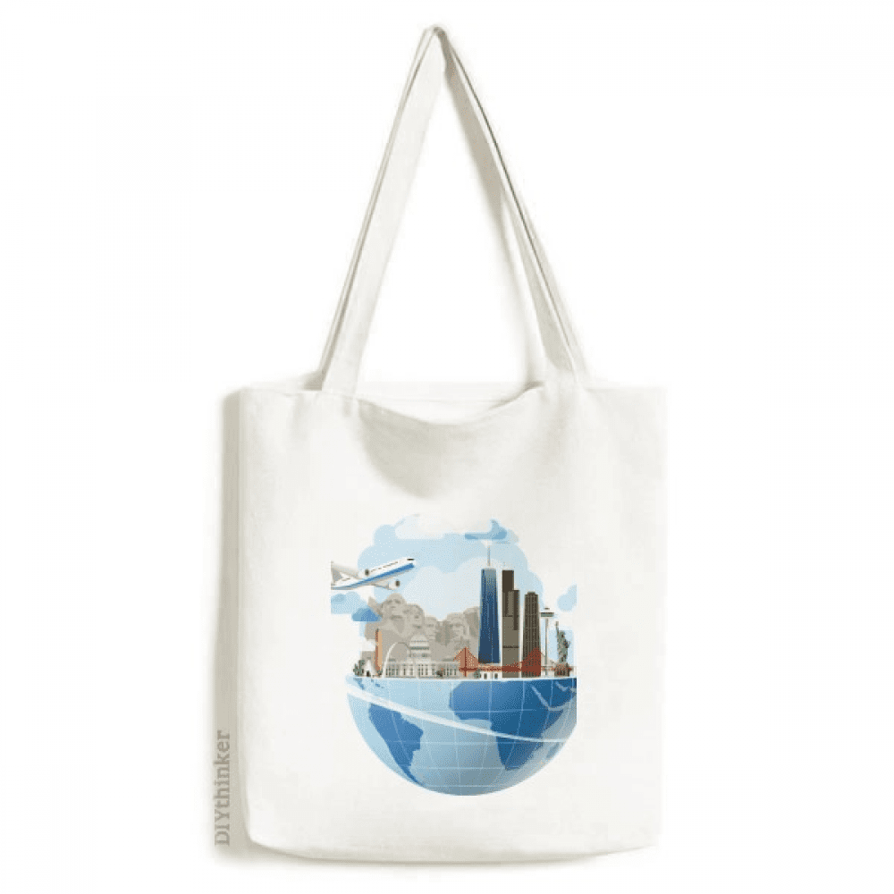 Travel Journey America Mount Plane Tote Canvas Bag Shopping Satchel ...