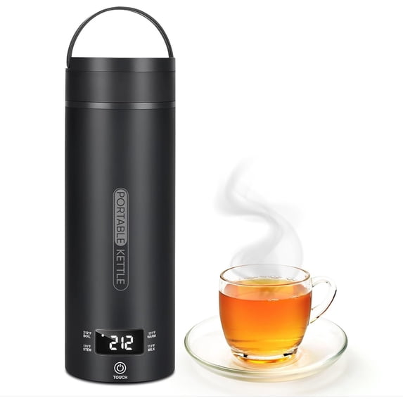 Travel Kettle 500ml Portable Stainless Water Boiler with Temperature ...
