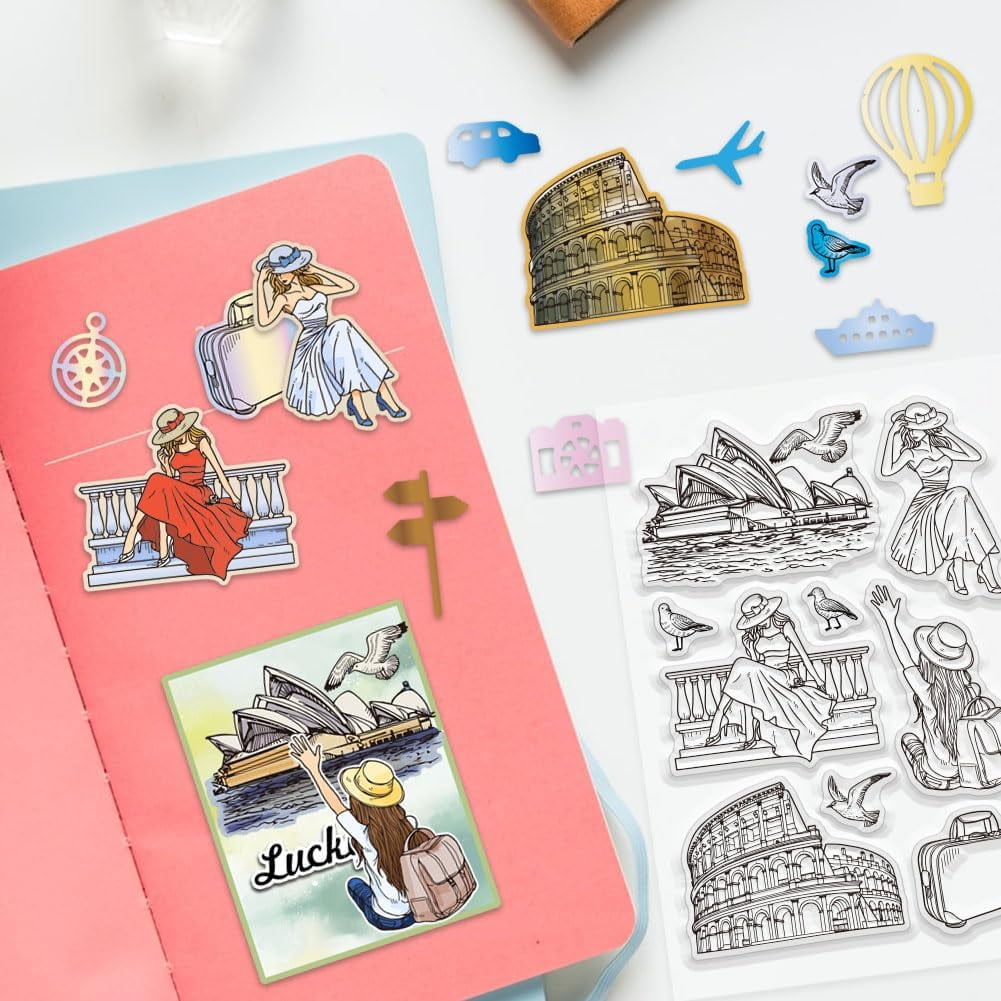 Travel Lady Clear Stamps Famous Buildings Silicone Clear Stamp Seagull ...