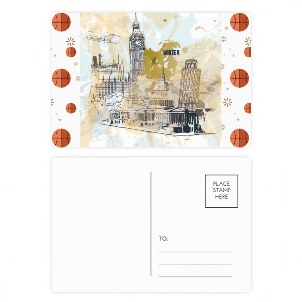 Travel Landmark Big Ben Leaning Tower of Pisa Basketball Postcard Set ...