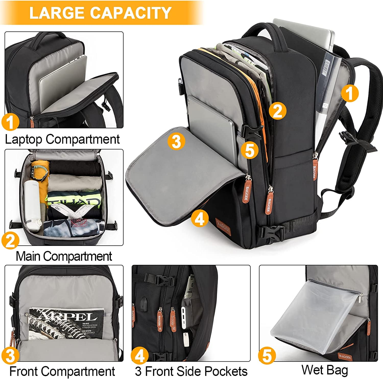 Travel Laptop Backpack,15.6 Inch Flight Approved Carry On Backpack ...