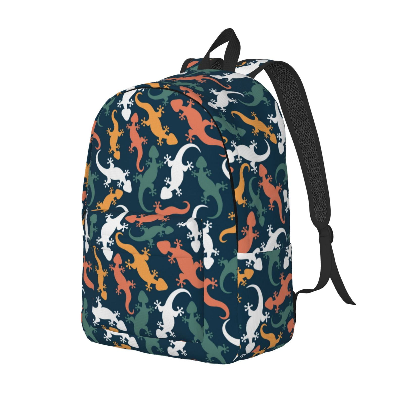 Travel Laptop Backpack - Cartoon Lizard Gecko Multicolor Canvas ...