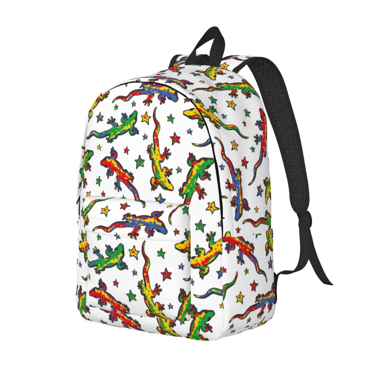 Travel Laptop Backpack - Colorful Cute Lizard Gecko Stars Canvas ...