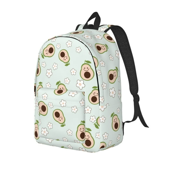 Travel Laptop Backpack - Cute Avocado Flower Green Canvas Backpack ...